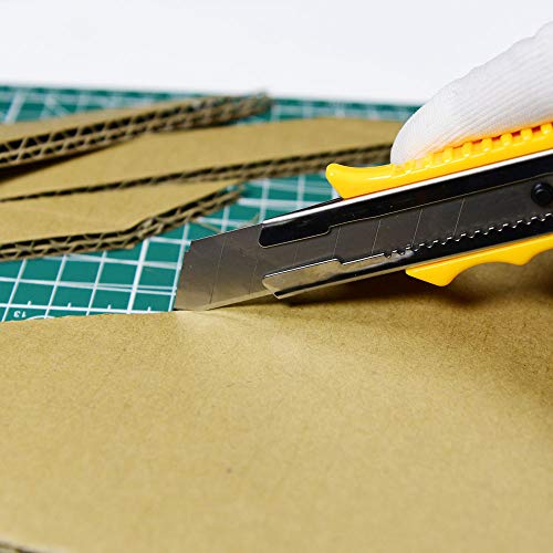 WEKOIL Utility Knives Retractable Box Cutter,18mm Wide Snap Off Blade Knife,11 Carbon Steel Blades,Hobby Art Paper Knives with Comfortable Handle,Heavy Duty for Office Home Garage Yellow