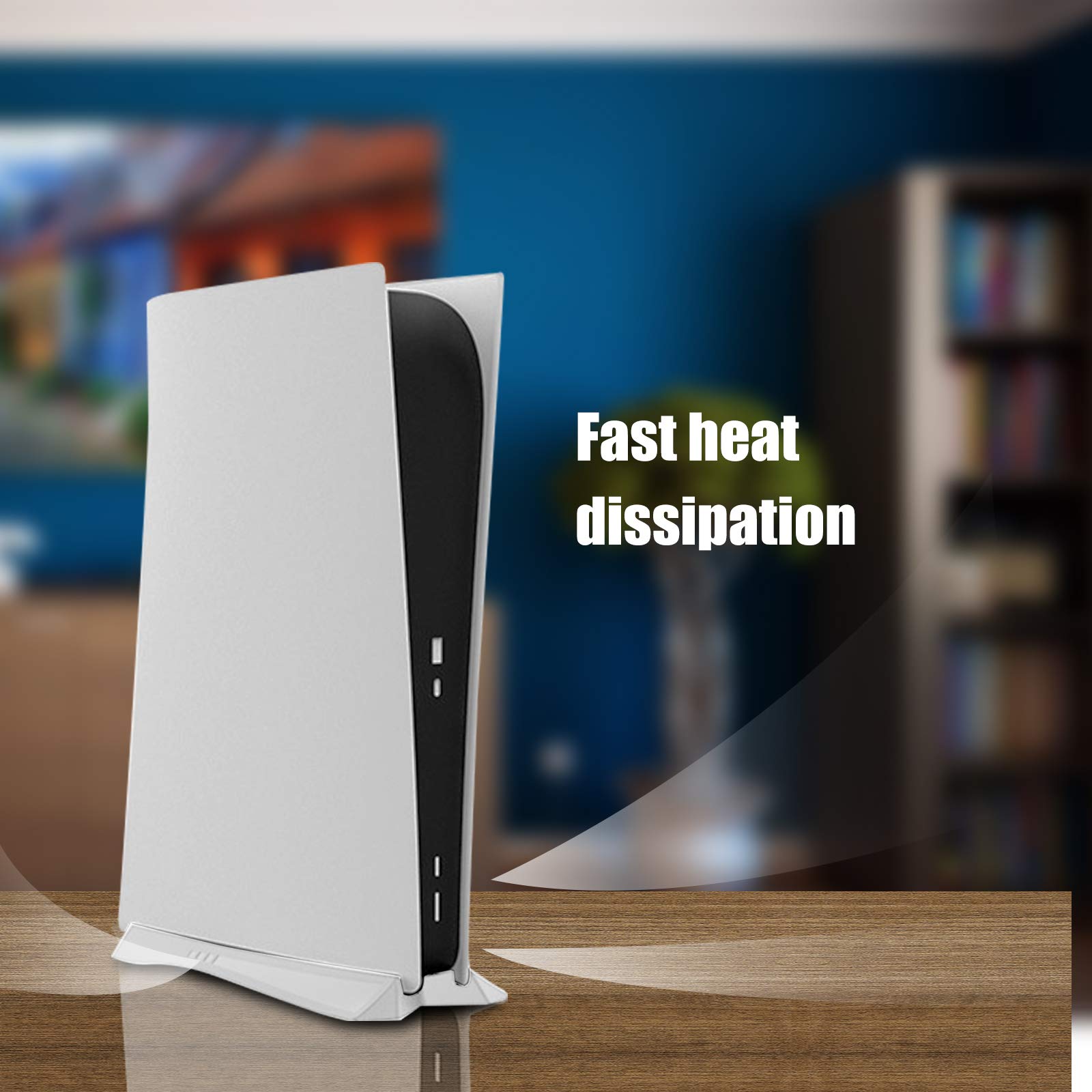 OLYGIVE PS5 Stand, Vertical Stand for PS5 Digital Edition Console with Built-in Cooling Vents and Non-Slip Feet - White