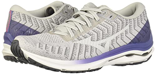 Mizuno womens Wave Rider 24 Waveknit Running Shoe, Lunar Rock-white, 7.5 US