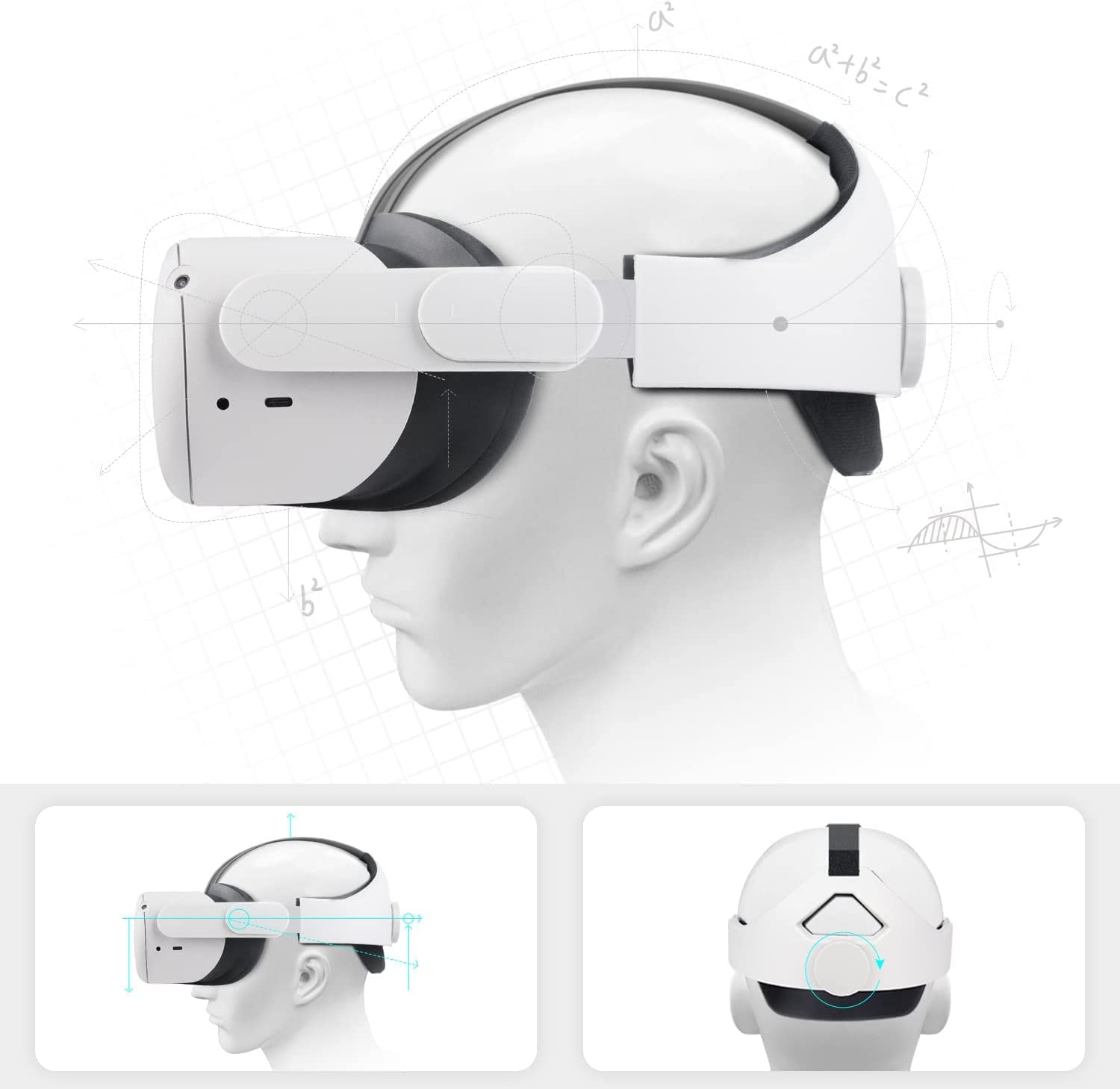 Vivibyan Adjustable Halo Strap for Oculus Quest 2 VR, Increase Supporting Force and Improve Comfort-Virtual Reality Accessories(White)