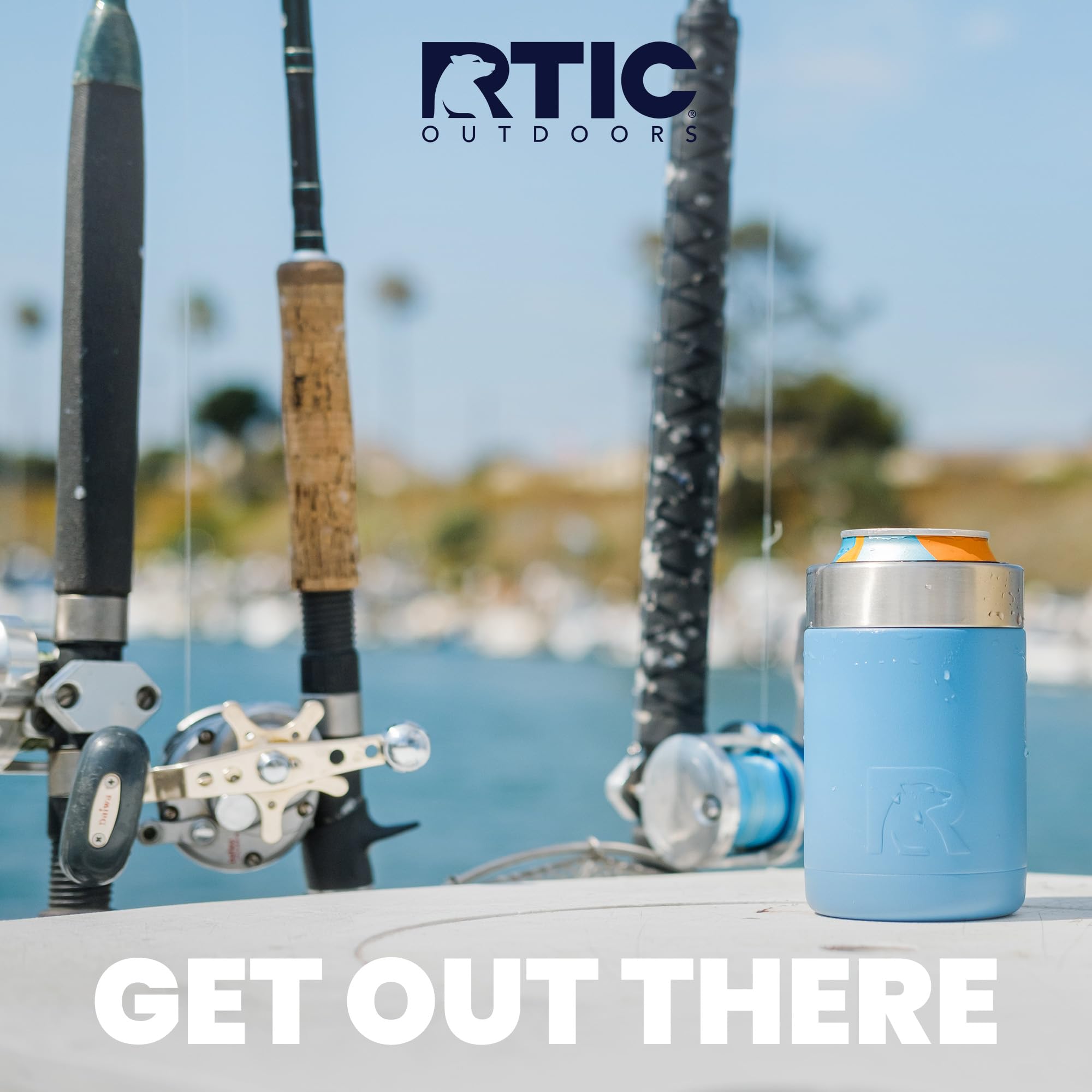 RTIC Can Cooler Insulated, Beer, Beverage, Soda Can Cooler with Lid, Stainless Steel Metal, Double Wall Insulation Coozie for Cans, Sweat Proof, 12oz, Slate Blue