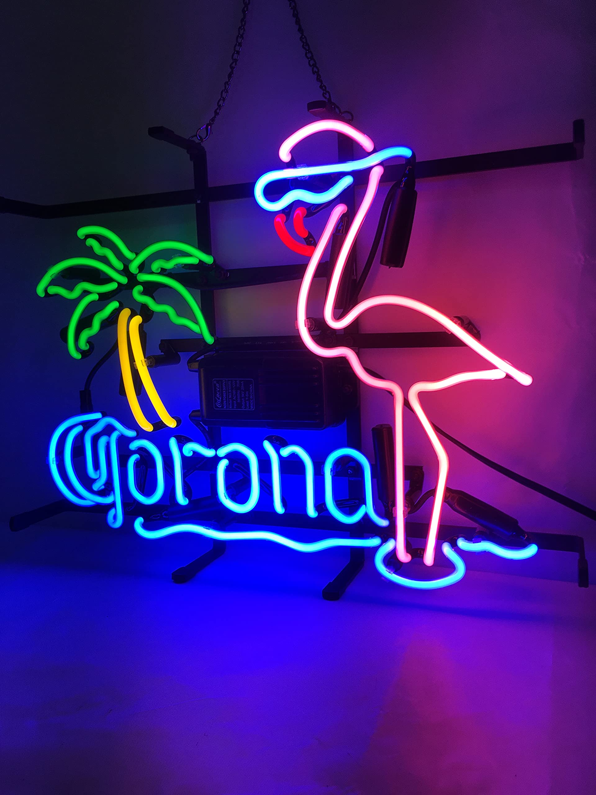 Neon Signs Corona Flamingo Palm Tree Beer Bar Bistro Real Glass Man Cave Custom Neon Sign Wall Decor