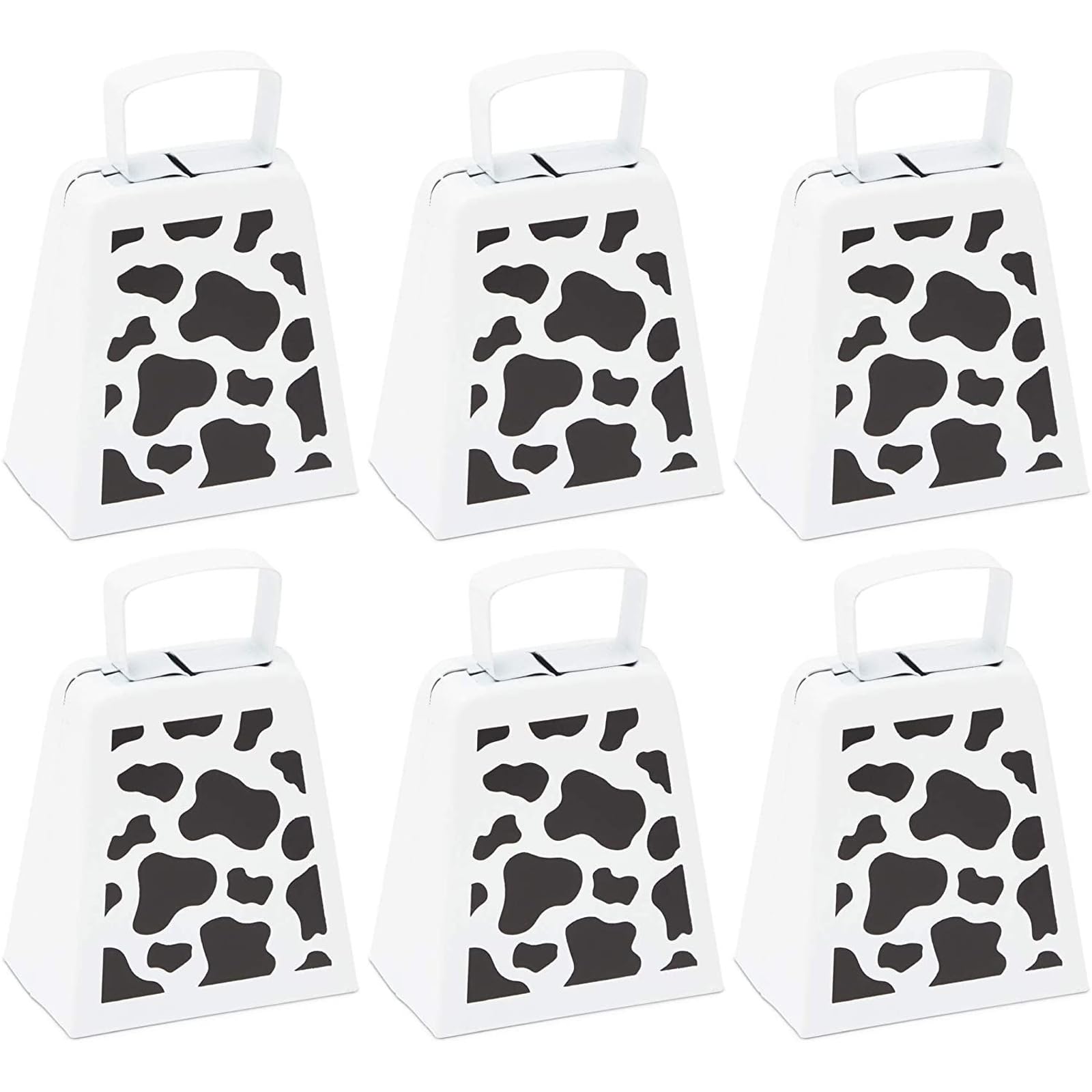 Okuna Outpost 6 Pack Cow Bells with Handle for Kids, Noise Makers for Farm, Sporting Events (4 Inches)