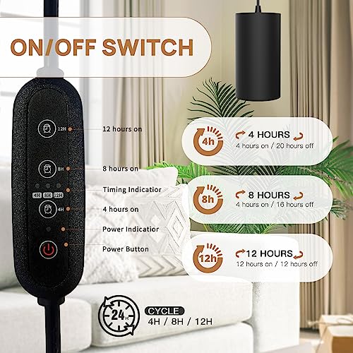 STERREN Plant Grow Light,Led Pendant Light for Indoor Plants,Full Spectrum Hanging Grow Lights with 21 FT Height Adjustable Power Cord, Auto Timer,ON/Off Switch Plant Lights for Indoor Growing