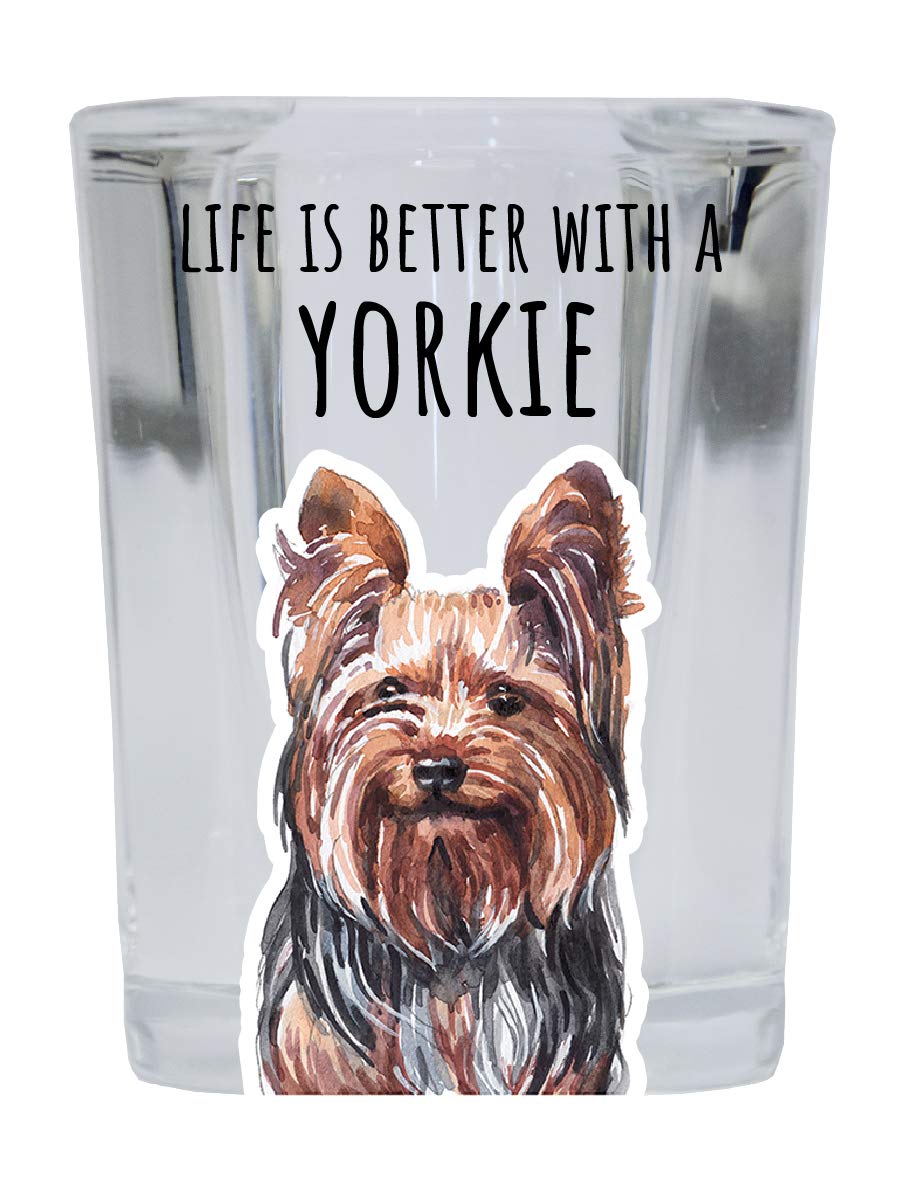 R and R Imports I Love My Yorkie Yorkshire Terrier 2 Ounce Square Base Liquor Shot Glass