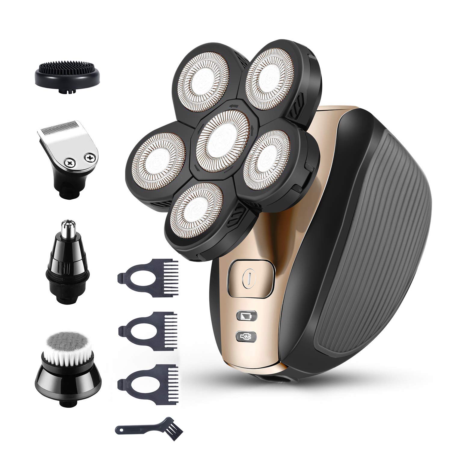 SAILHOME Electric Razor for Men- Upgrade 5 in 1 Shavers Bald Head Shaver Grooming Kit- Multifunctional Shavers- Wet & Dry Razor- Cordless Waterproof Beard Trimmer- USB Rechargeable (Big), Gray