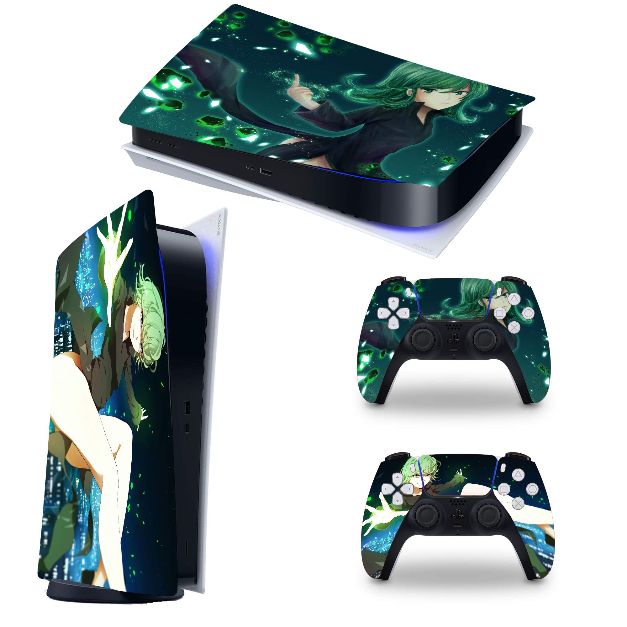 PlayStation 5 Skin Set – One Punch Man - HD Printing Vinyl Skin Cover Protective for PS5 Standard Edition Console and 2 PS5 Standard Edition Controller