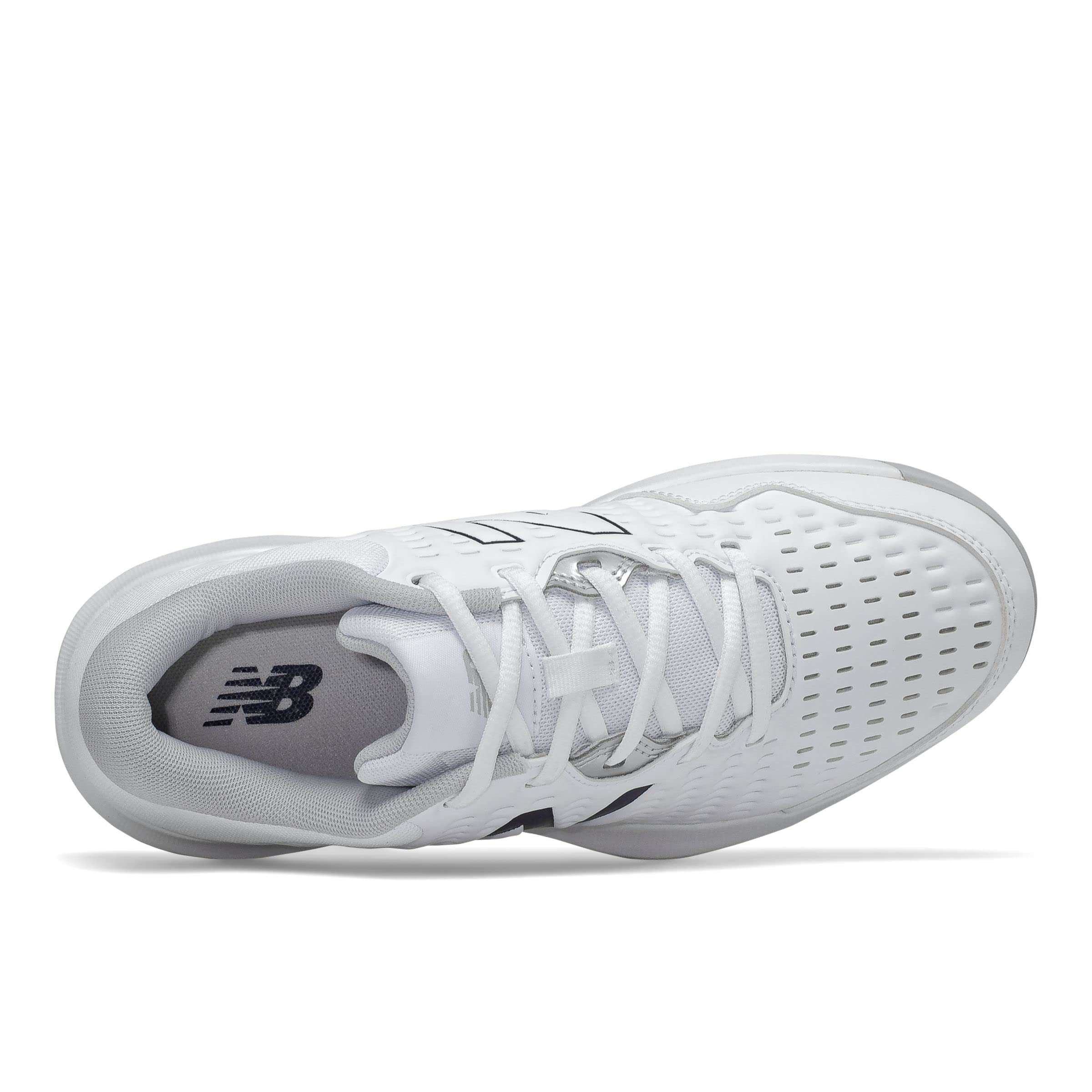 New Balance womens 696 V4 Hard Court Tennis Shoe, White/Pigment, 7.5 US