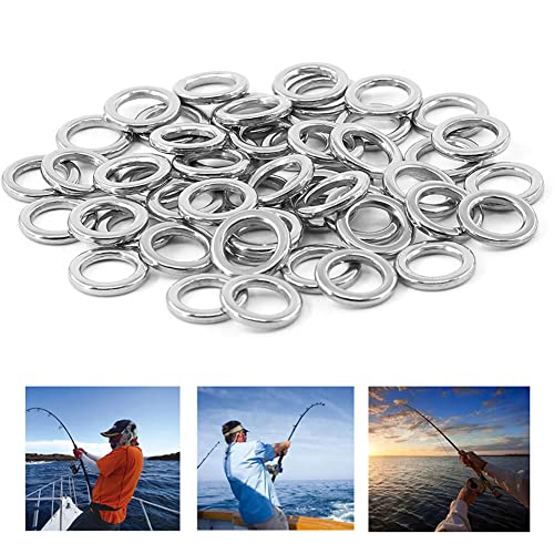 Tuimiyisou Split Ring Stainless Steel Solid Ring Lure Connecting Fishing Tackle Accessories 4.8x7.6mm 50PCS Fishing Accessories-Tools