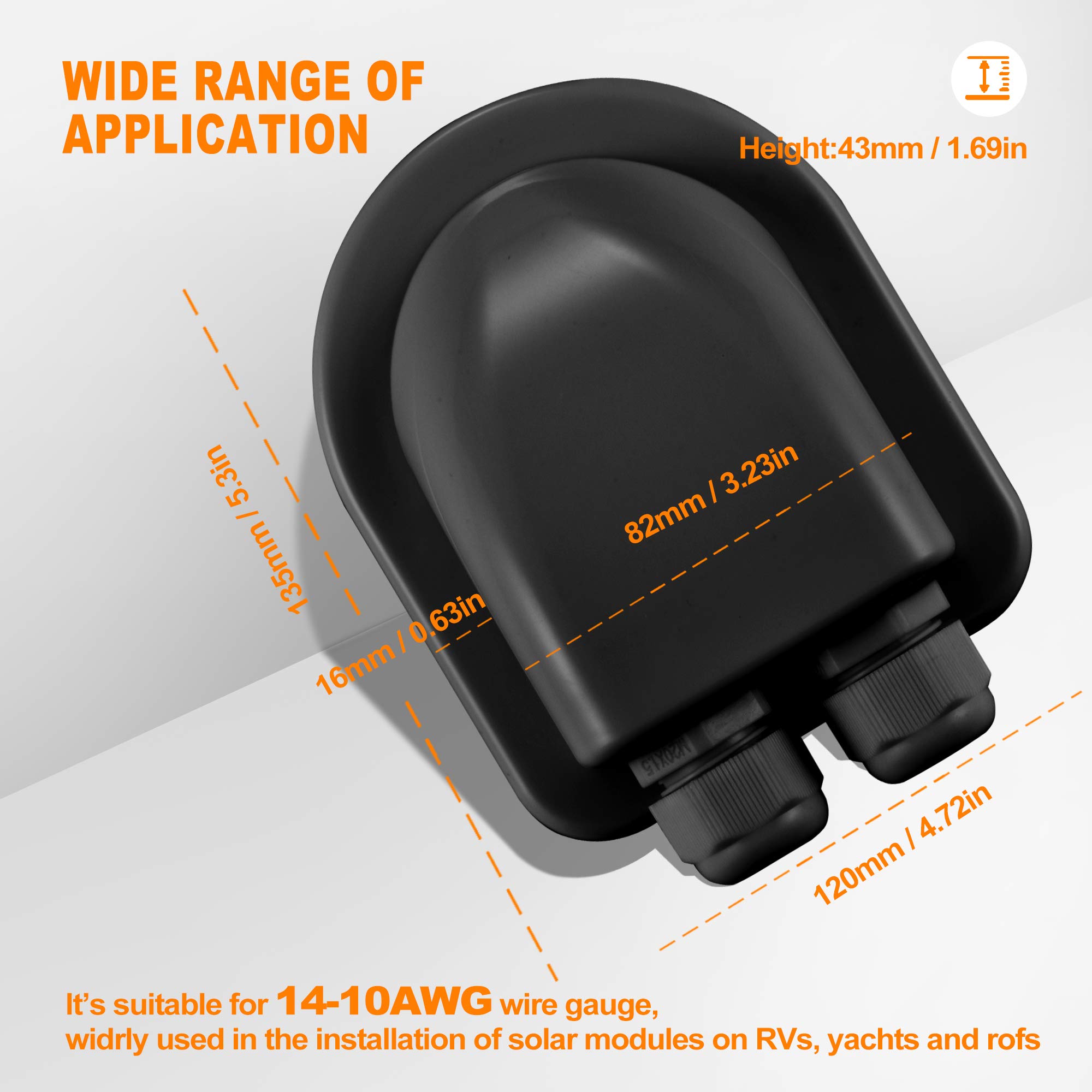RICH SOLAR Cable Entry Housing Mount Cable Entry Housing Mount for RV,Boats, Caravans, Marine,Cable Entry Housing Mount Gland Box(Black)