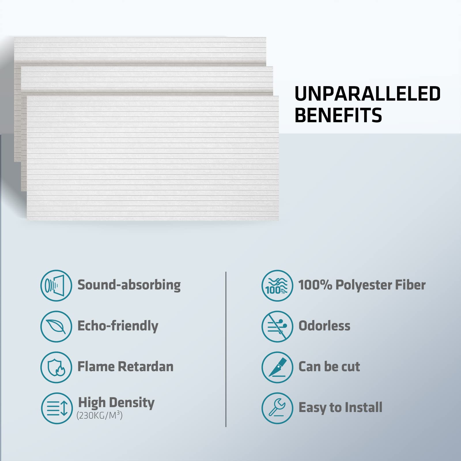 UMIACOUSTICS 6 Packs Acoustic Panel,48 x 24 x 0.4 Inches Sound Absorbing Door Panel,Decorative Wall Panels Equidistant Slot for Room,Home Theater,Studio