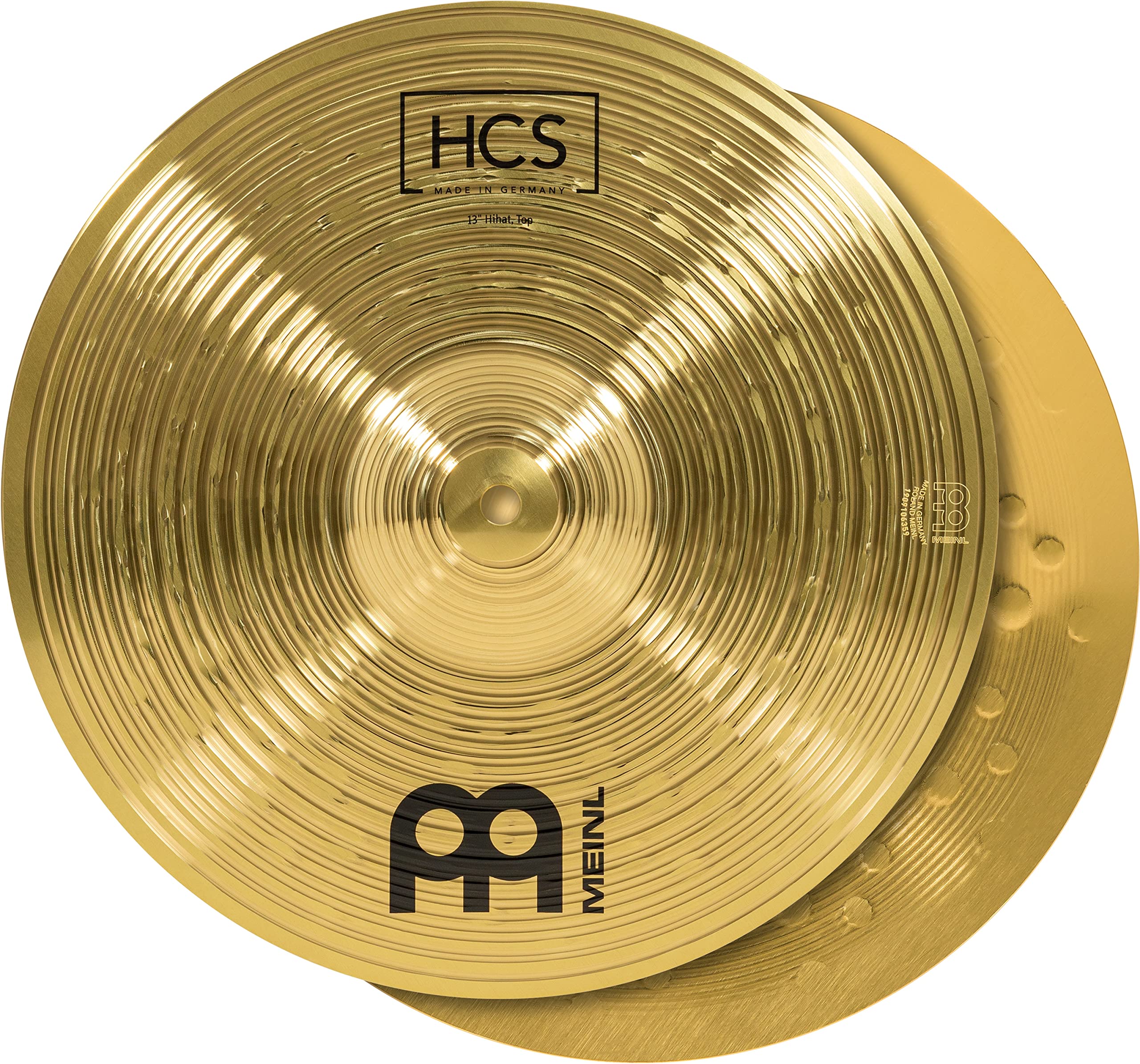 Meinl Cymbals HCS Hihats Cymbals for Drum Set, Made in Germany — Traditional Medium Brass, 2-Year Warranty, 13" Hi hat Pair (HCS13H)