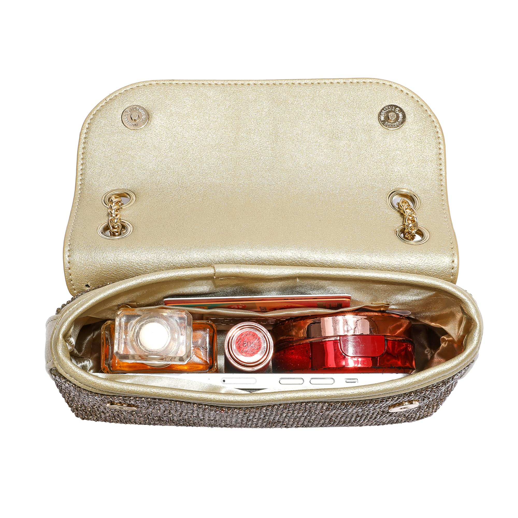 Sparkling Clutch Diamond Purse Women Evening Handbag for Dance Wedding Party Prom Bride(Gold)