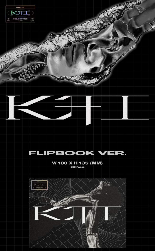 SM Ent. Kai EXO - (开) FLIP Book Ver. (1st Mini Album) Album+Extra Photocards Set, Gold, SMK1207