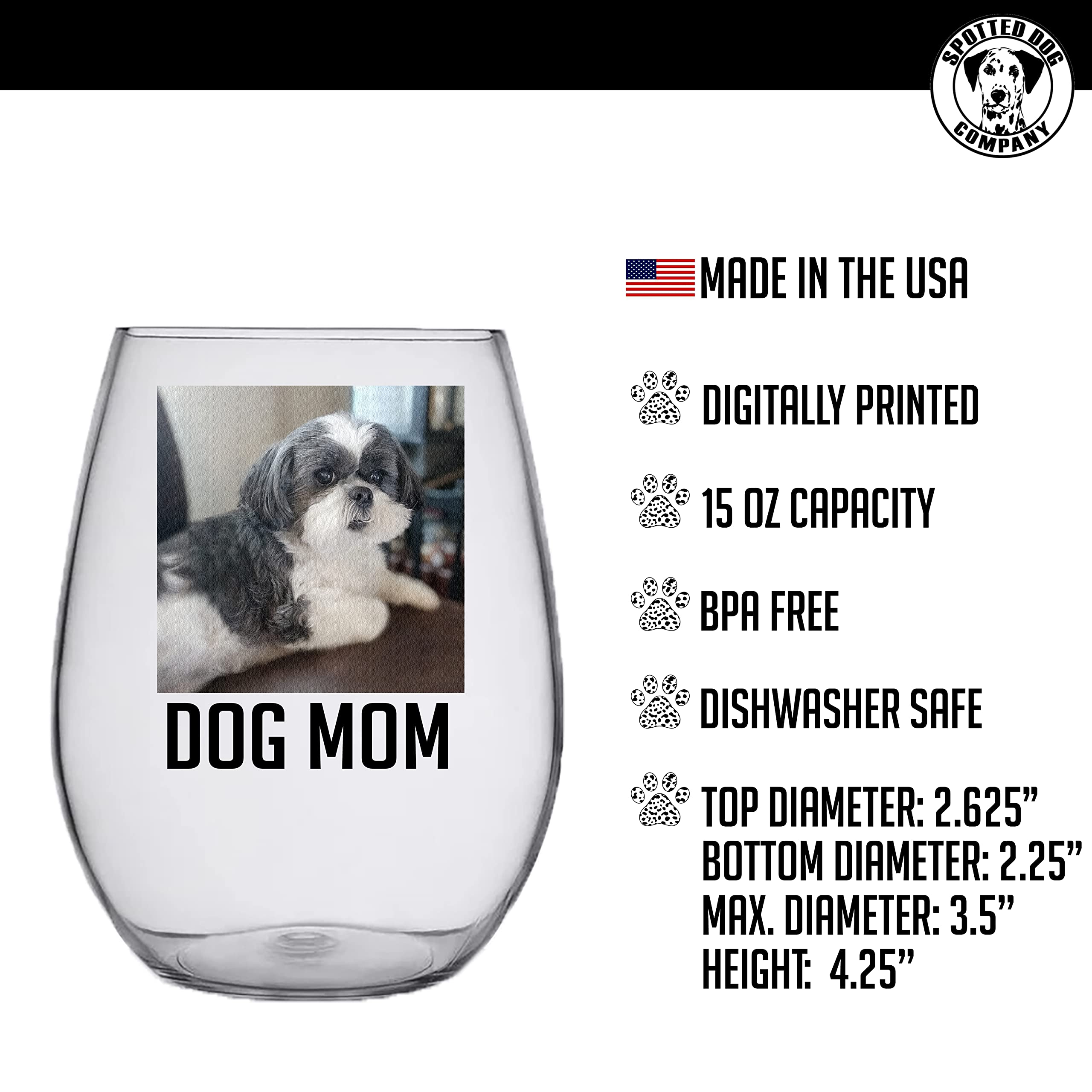 Plastic Stemless Wine Cup - Custom 15oz Printed Photo, Tritan Tumbler Gift for Birthday, Custom Wine Glass Personalized cups with Picture, Disposable, Reusable, Shatterproof Customized Cup, Image