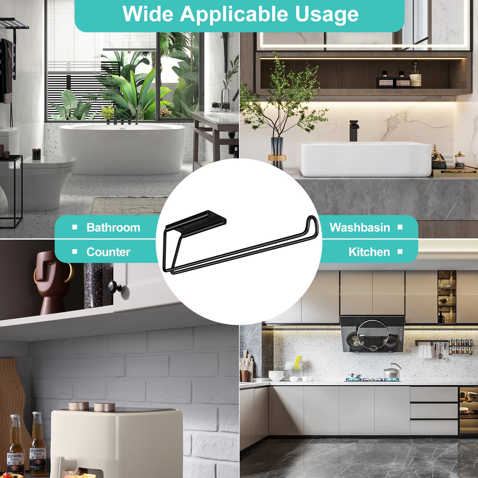 Paper Towels Holder, Wall Mounted Paper Towel Holders Napkin Holders for Kitchen Self-Adhesive or Drilling