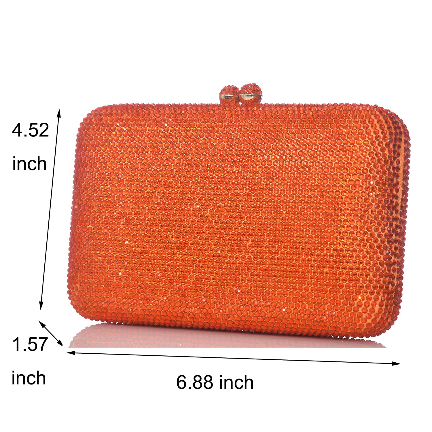 Sparkling Rhinestone Evening Bag Full Crystal Clutch Bag for Women Chic Formal Party Wedding Bridal Promp (Orange)