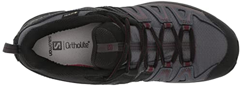 Salomon X Crest Gore-TEX Hiking Shoes for Women Trail Running, Ebony/Wine Tasting/Peppercorn, 6