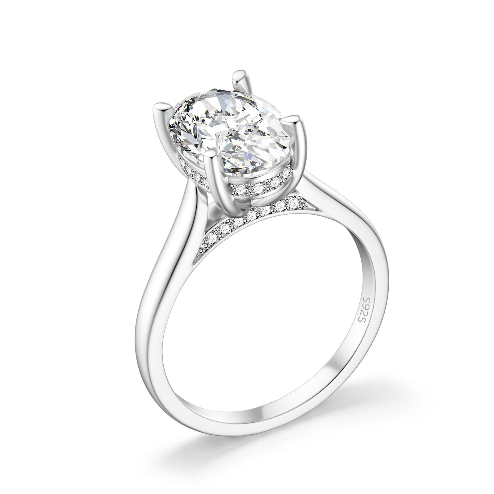 SEVENWELL Sterling Silver Engagement Ring for Women | Wedding Ring for Women | Oval Womens Fake Engagement Ring