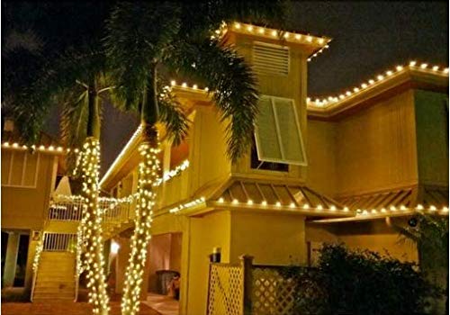 OZS- Extendable C9 Christmas Lights, 50 LED 49ft Green Wire Outdoor Fairy Lights with UL Adaptor, String Lights for Christmas Tree Patio Wedding Party Decoration(Warm White)