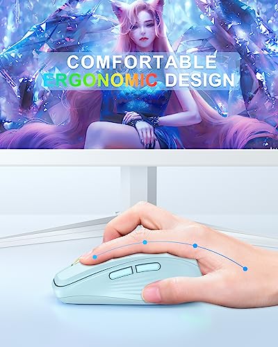 UHURU Wireless Mouse for Laptop, 2.4G Rechargeable LED Mouse, Small Computer Mice with Silent Click,3 Adjustable DPI, 6 Buttons, Compatible with Windows Chromebook (Blue) (UGM-03)