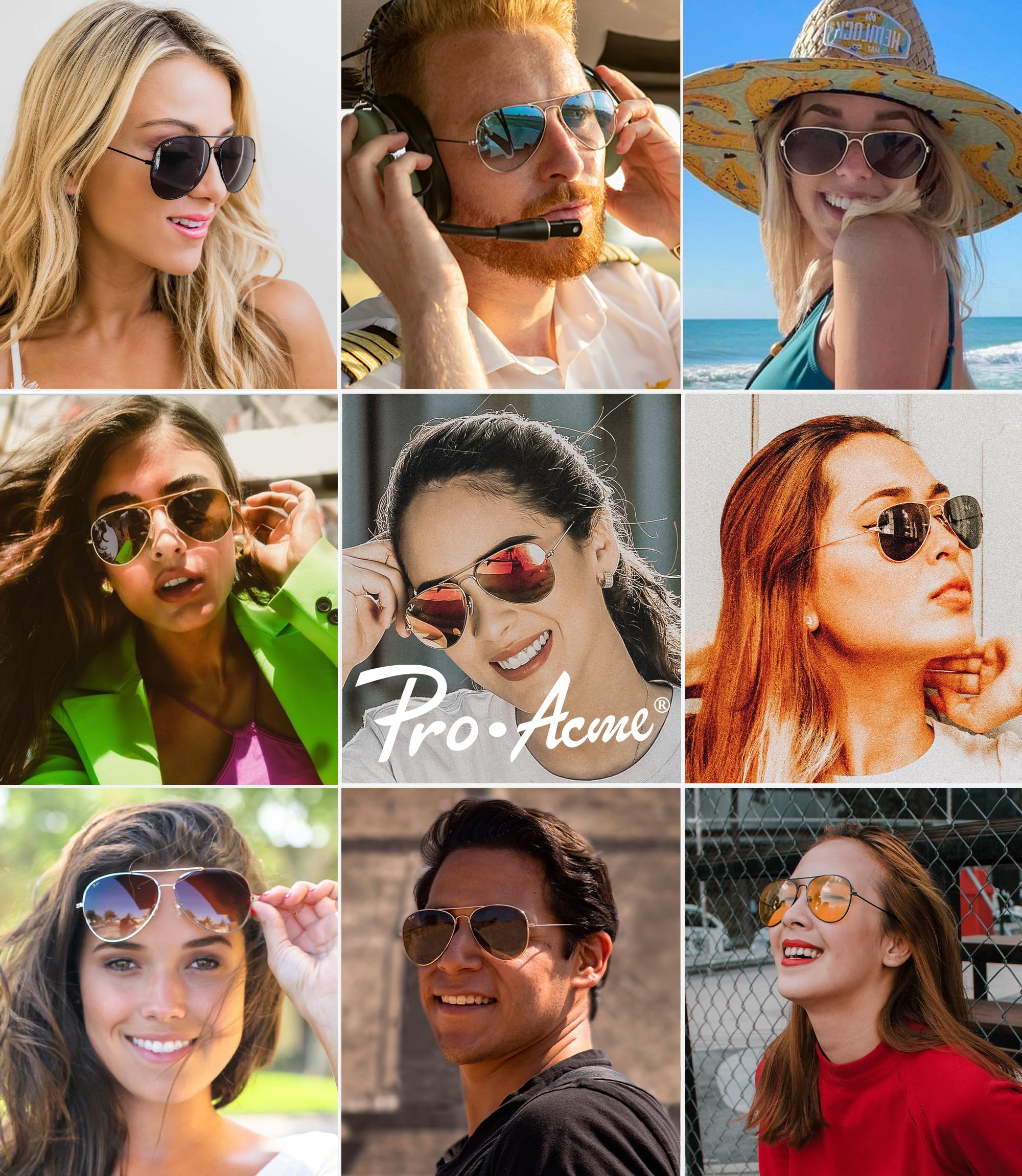 Pro Acme Classic Polarized Aviator Sunglasses for Women Men, Driving Sun Glasses Polarized Lens Lightweight Metal Pilot Frame UV400 Protection (Gold | Brown | With Logo)