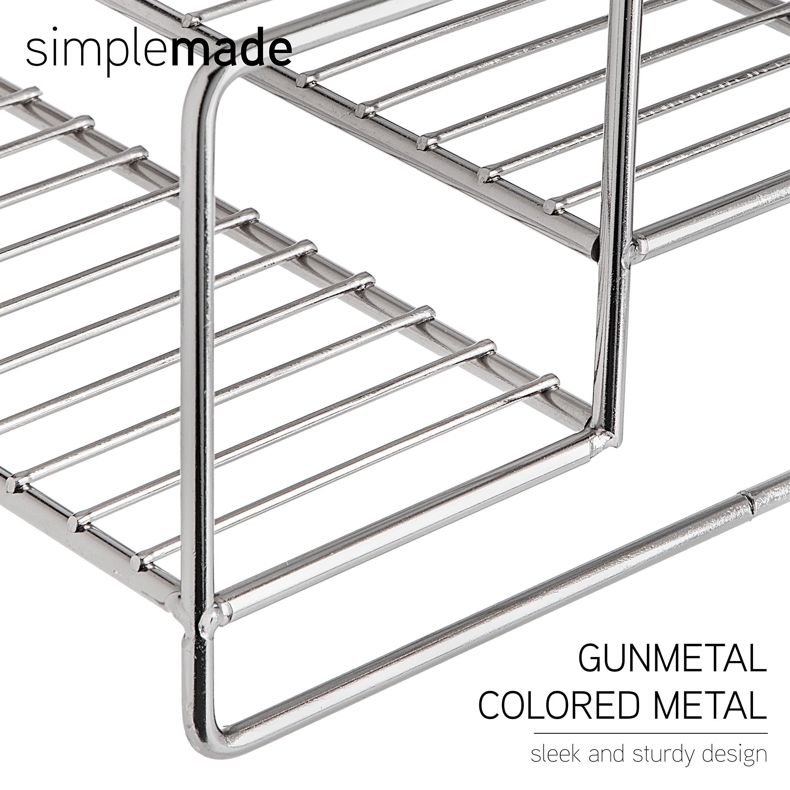 SIMPLEMADE Tier Spice Rack Organizer - Metal 3 Tier Stadium Organizer - Space Saver Spice Rack for Cabinet, Pantry and Countertop - Kitchen and Home Storage and Organization Solutions (Black)