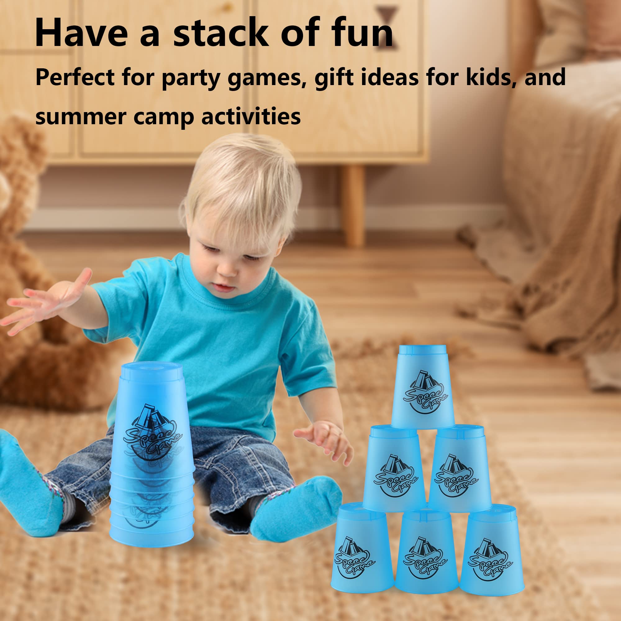 VIKEDIWZL Quick Stack Cups Game, 24pcs Sport Stacking Cups Game Set Sports Training Game for Boys Girls Kids Stacking Cups Travel Party Challenge Competition Classic Family Game Great Gift
