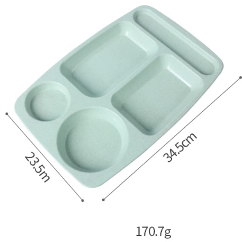 ROCMAN CAYOE Divided Plates for Adults, Wheat Straw Plastic Divided Plates School Lunch Trays Fast Food Trays / Cafeteria Trays with Compartments(Blue)