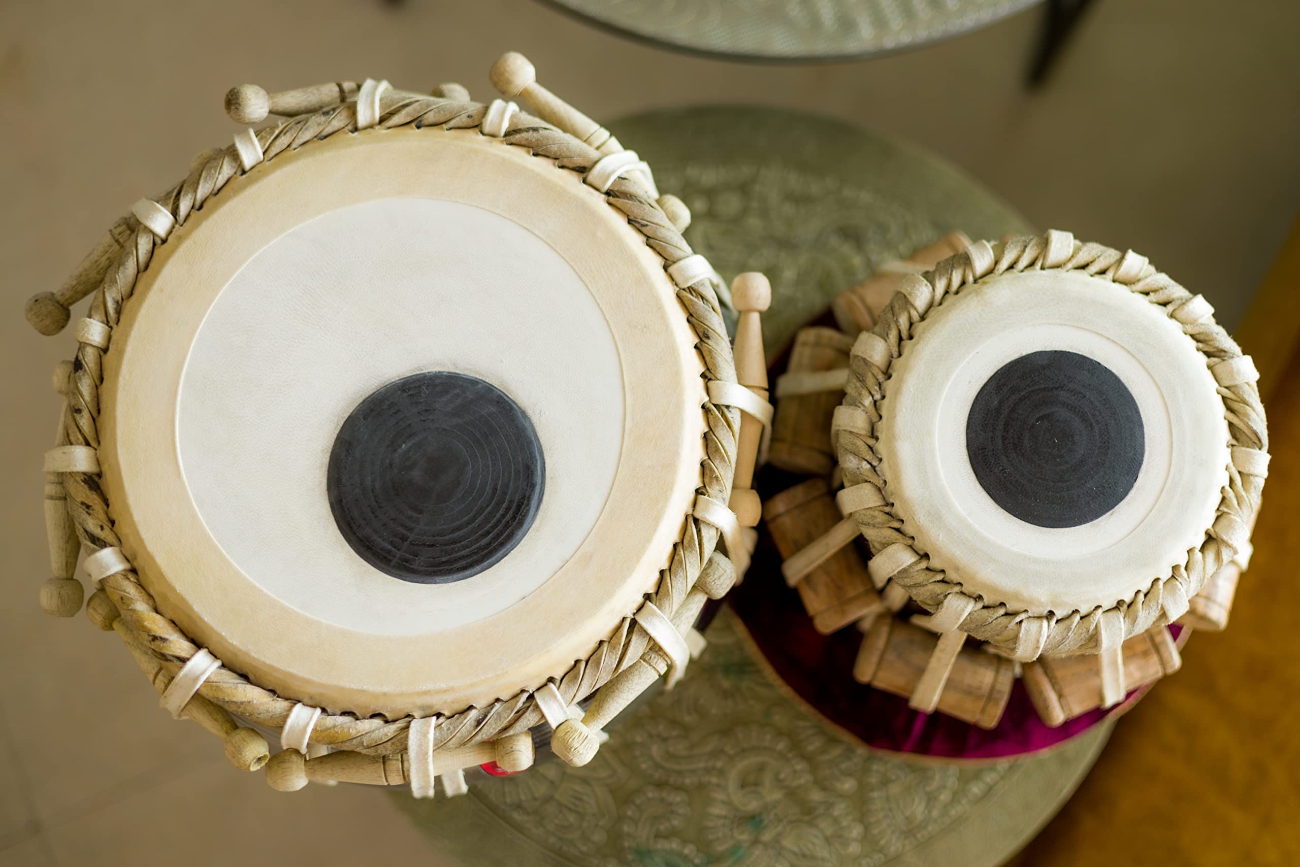 MAHARAJA Basic Tabla Set, Student Tabla Set, Steel Bayan, Dayan, Hammer, Cushions & Cover - Perfect Tablas for Students and Beginners on Budget, Tabla Drums, Indian Hand Drums (PDI-IB)