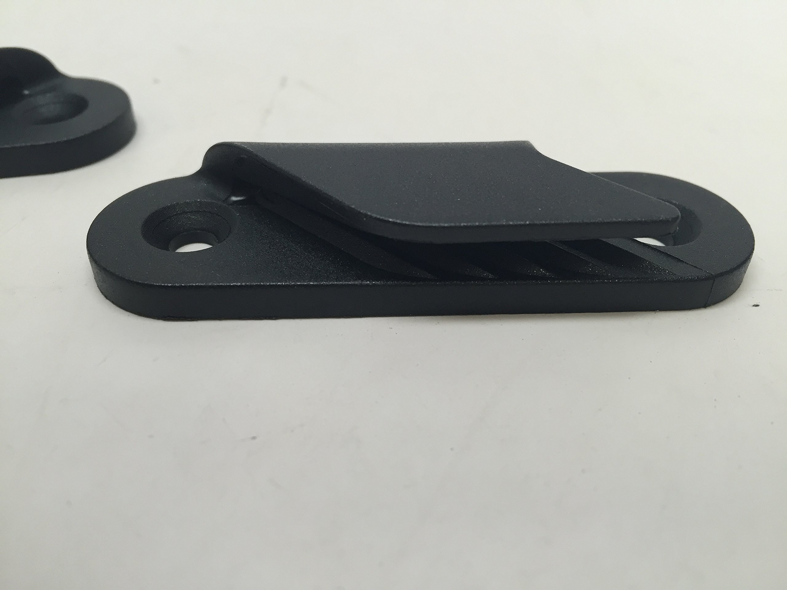 MARINE BOAT CANOE KAYAK PAIR of BLACK CLAM FINE LINE CLEATS LEFT RIGHT SIDE