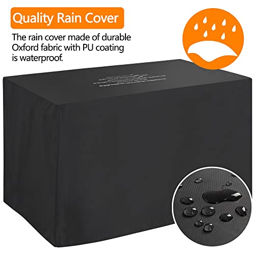 Yaheetech 43 Inch 50,000 BTU PE Rattan Propane Fire Pit with Tempered Glass Tabletop and Rain Cover, Gas Fire Pit with Lid and Fire Glass for Outdoor Heating/Patio/Terrace, Auto-Ignition, Brown
