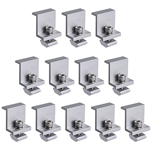 SAVITA 12pcs Solar Panel Bracket, Aluminum Solar End Clamp PV Mounting Bracket Solar Panel Z Clips for Mounting Solar Panels (35mm)