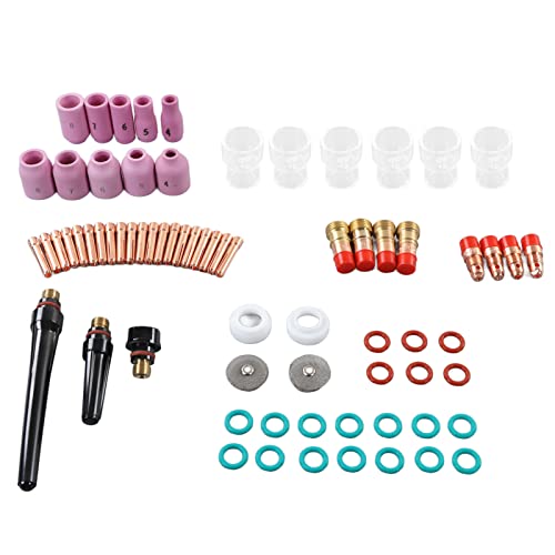 Welding Gun Accessories, Good Compatibility Replacement Parts Electrode Nozzles Kit Easy To Install Glass Cups Color O Rings for WP17 WP18 WP26 Welder