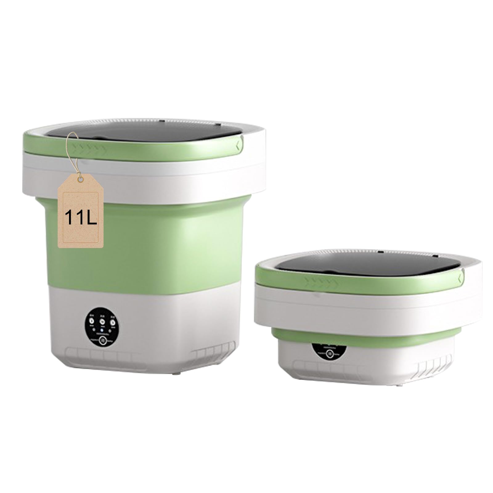 Portable Washing Machine, 9l Large Capacity, Foldable Washing Machine Suitable For Washing Small Clothes, Baby Clothes, Underwear, Socks, Pet Supplies, Apartments, Camping, Rv Travel Laundry- Green