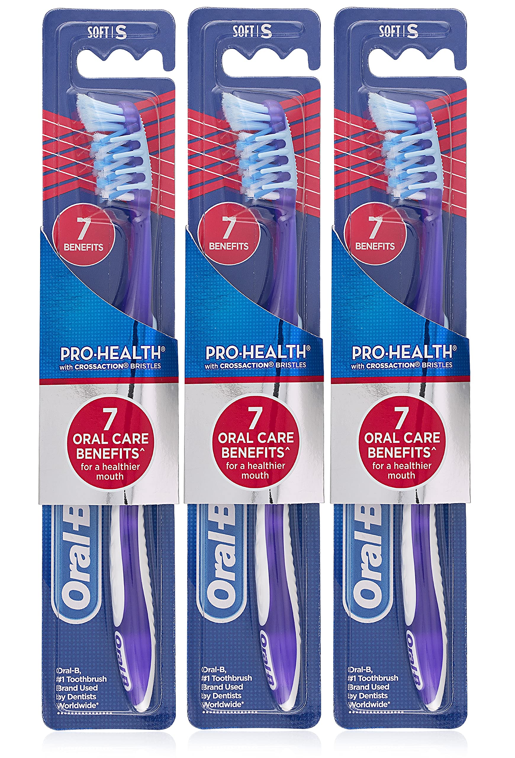 Oral7 Oral-B Pro-Health 7 Benefits All-in-One Toothbrush, Soft - Pack of 3