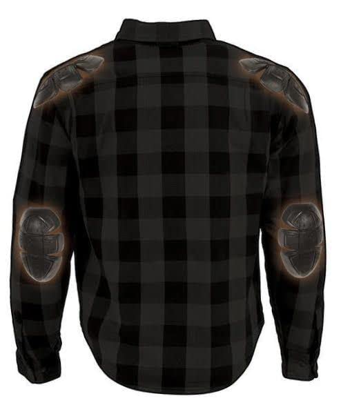 Mens Motorcycle Lightweight Waterproof CE armor Blk/White & Gray Checkered Flannel Riding Jacket Shirt (as1, alpha, 2x, regular, regular, Blk/Gray, 2X-Large)