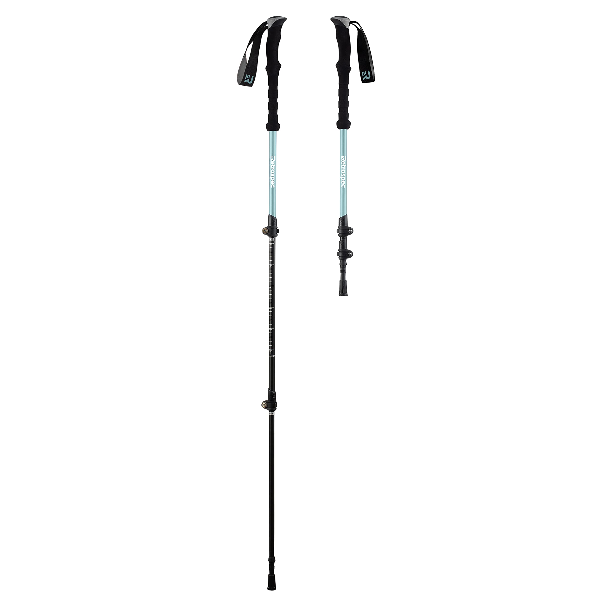 Retrospec Solstice Trekking & Ski Poles for Men & Women - Aluminum w/Foam Grip - Adjustable & Collapsible Lightweight Hiking, Walking & Skiing Sticks - Winter Mint 2020