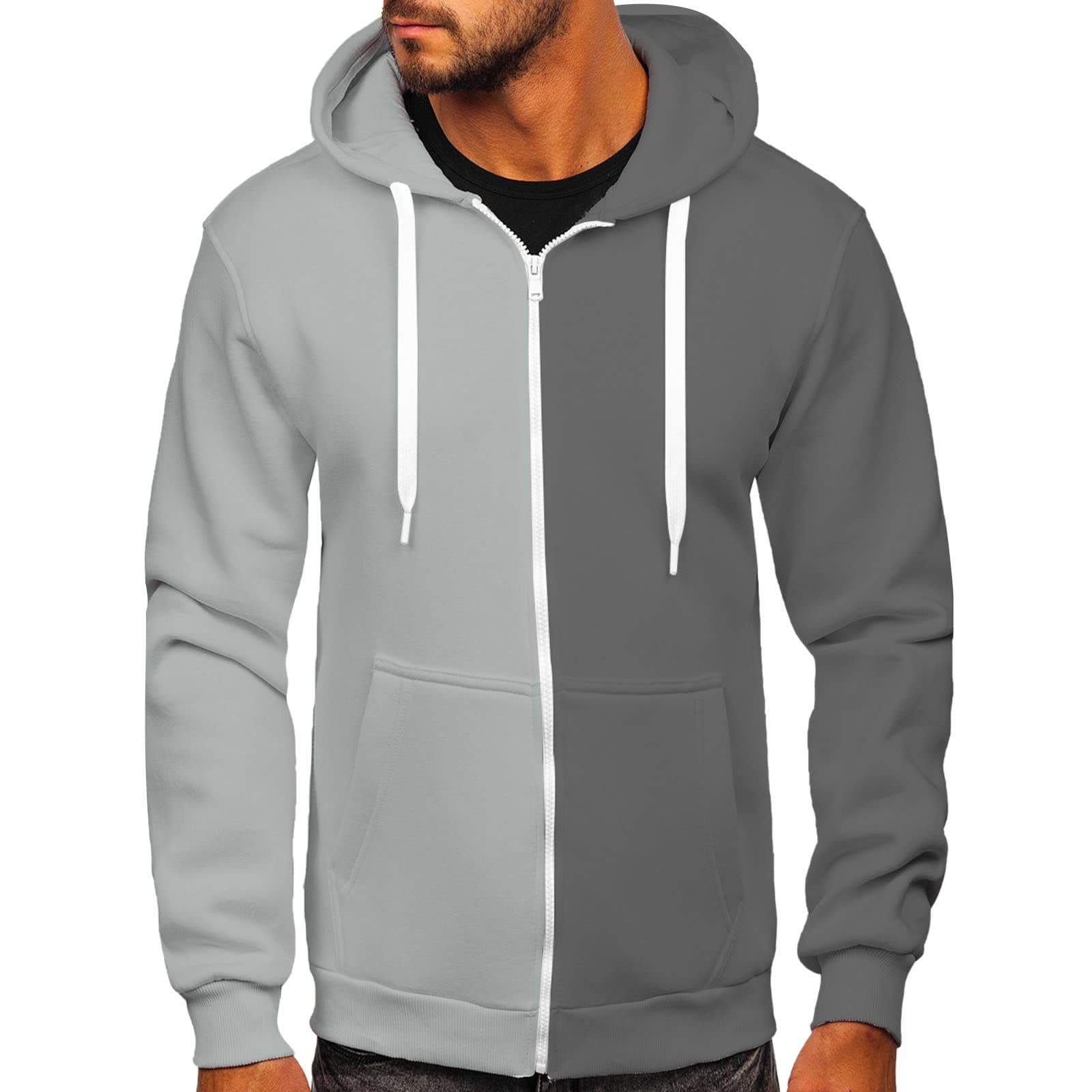Muscularfit prime early access deals today Oversized Sweatshirts for Men Loose Fit Long Sleeve Color Block Drawstring Pullover Hoodies Crewneck Causal Shirt unisex sweatshirt Dark Gray L