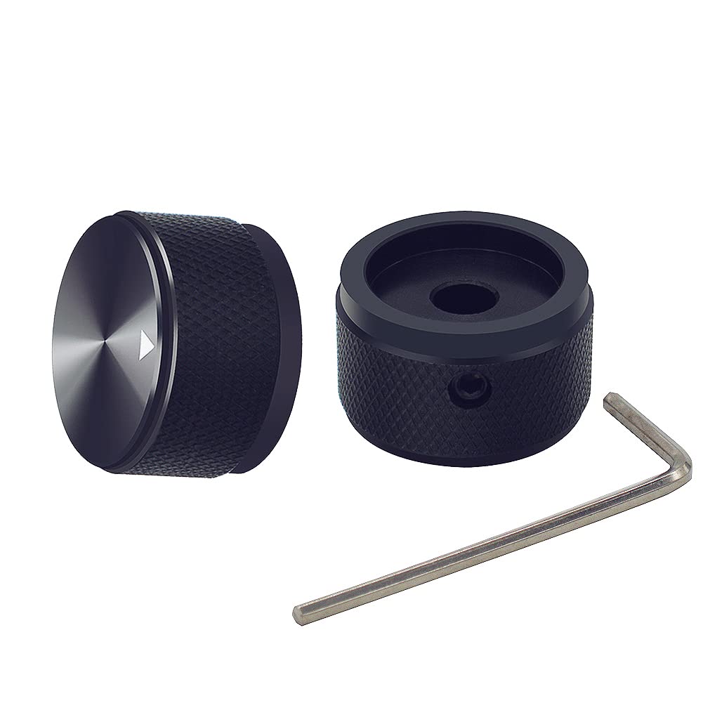 mxuteuk 4pcs Black Guitar Knobs Aluminum Alloy Potentiometer Control knurled Knob Volume Audio Electric Guitar Bass Screw Type 25 x 15.5mm (d*h) KNOB-03-25BK