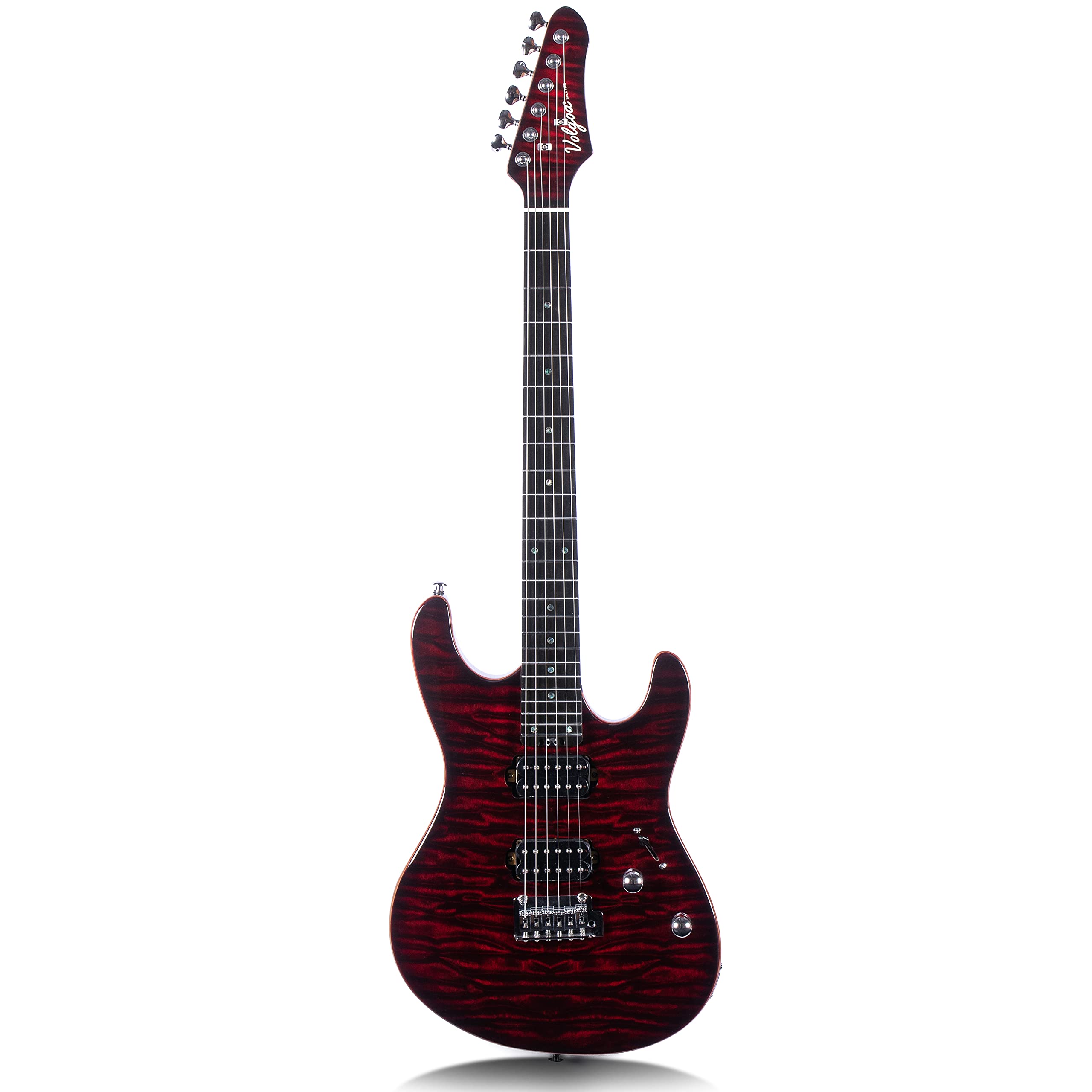 Volgoa VSR-1 Electric Guitar with Mahogany Solid Body,Roasted Maple Neck, and Rosewood Fingerboard 6 String Guitar (Red-Synthetic Veneer)