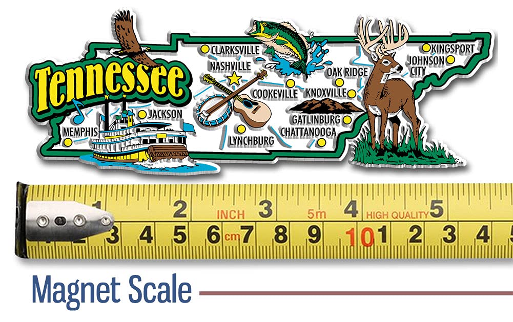 Tennessee Jumbo State Magnet by Classic Magnets, 5.5" x 2", Collectible Souvenirs Made in The USA