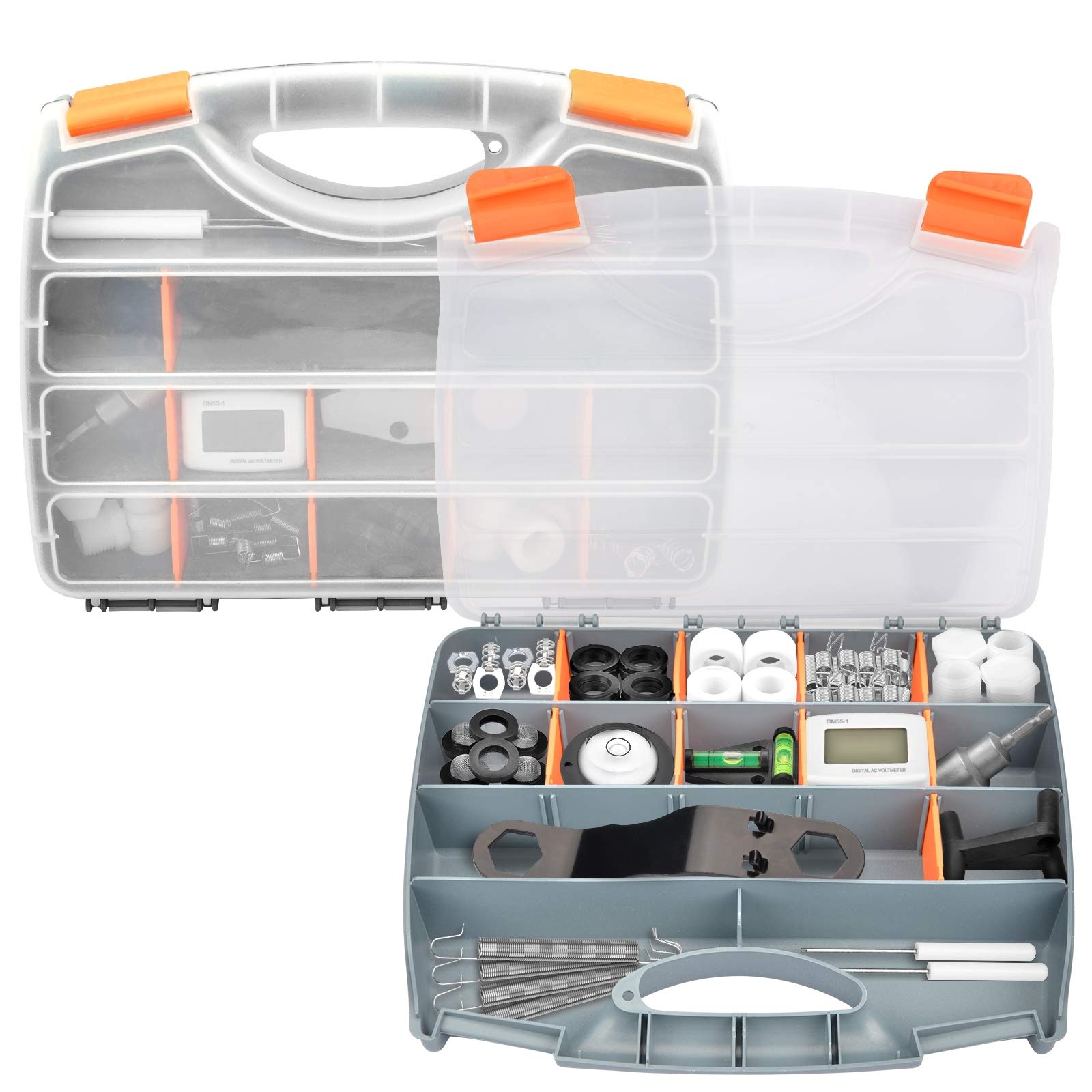 Never Stop RVing 57PCS RV and Trailer Maintenance DIY Kit with Bug Screen Replacement Kit and Springs, AC Voltage Meter, Water Heater Wrench Kit, Step Rug Accessories