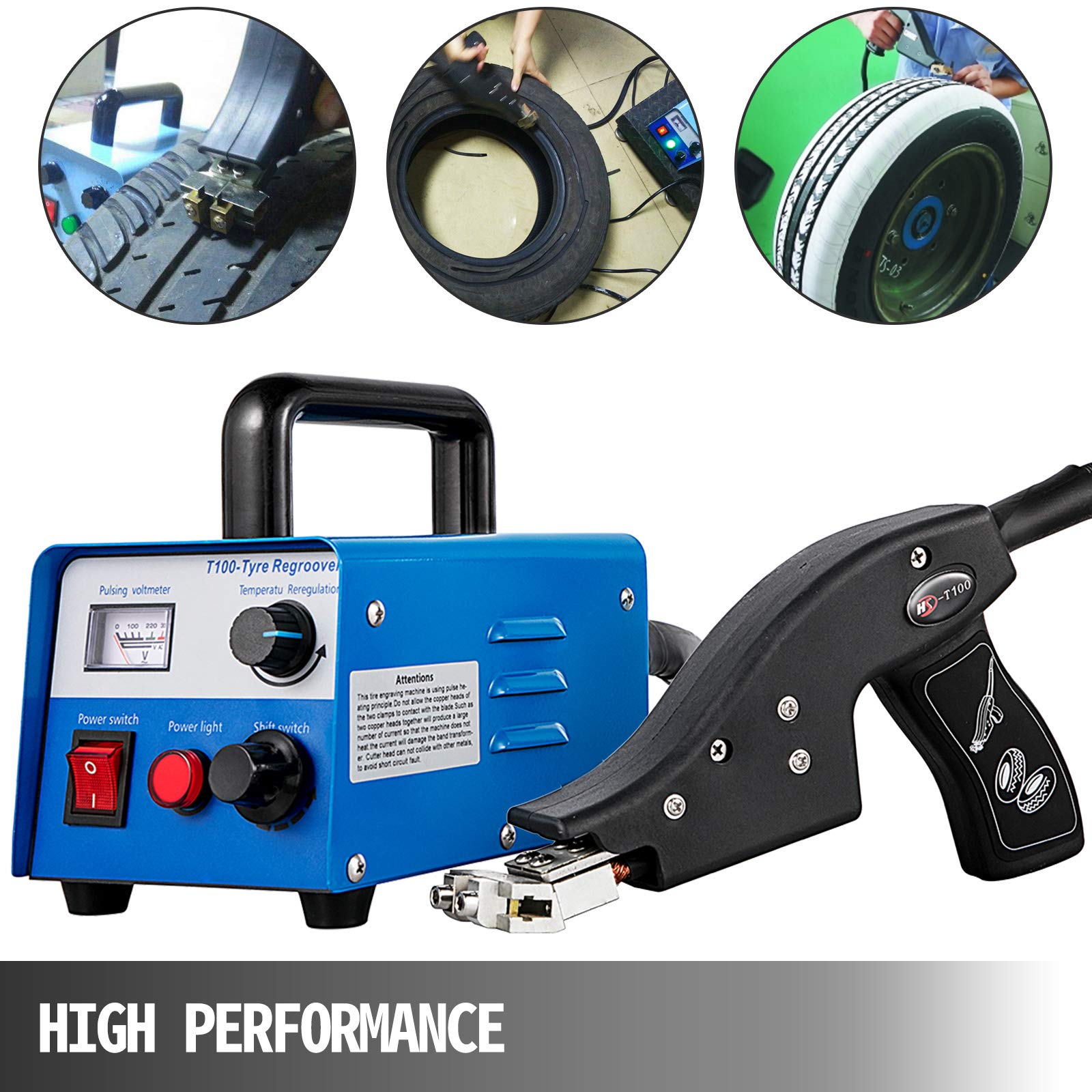 VEVOR Tire Grooving Tool, 110V 350W Iron Tire Groover Cutter with 20 Blades, HSD-T100 Tire Groover Heated Machine for Any Tires