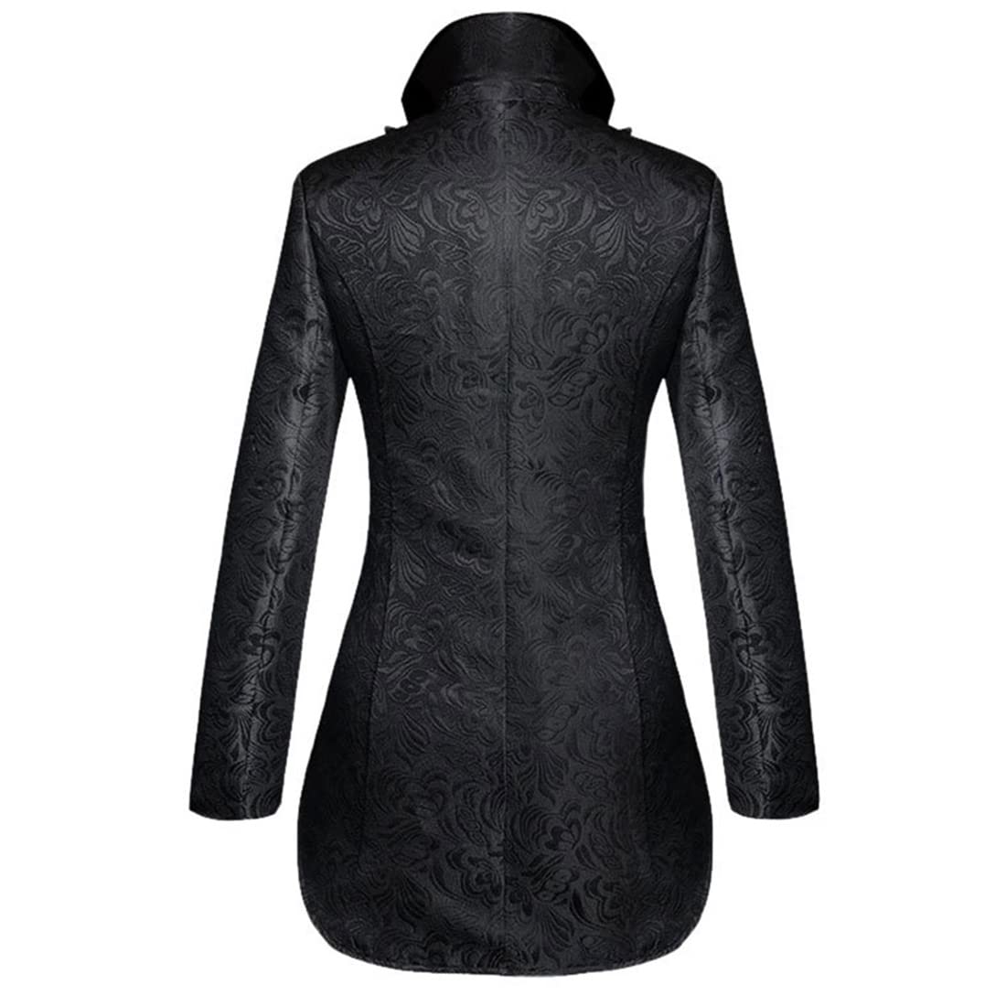 Men's Steampunk Jacquard Tailcoat Gothic Aristocrat Victorian Double Breasted Tuxedo Jacket (728# Black, L)