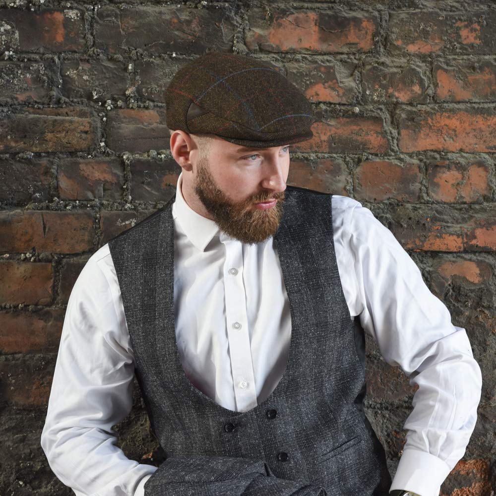Newsboy Cap for Men, Flat Cap, Ivy Hat Wool Blend, Mens Caps, Gatsby Hat | Lg Dark Brown