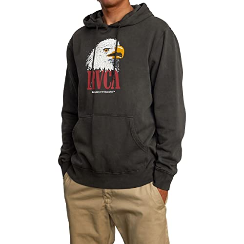 RVCA Mens Regular Fit Hoodie - Bird Of Prey (Black, XX-Large)