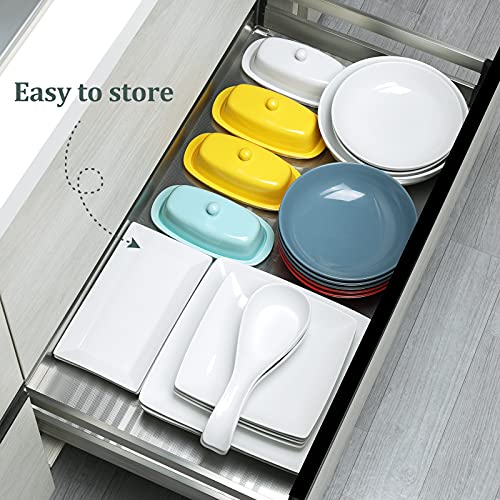 Yedio Porcelain Spoon Rest for Cooking, 2 Piece White Spoon Holder for Kitchen Counter, 9.5 Inch Large Spoon Rest for Cooktop