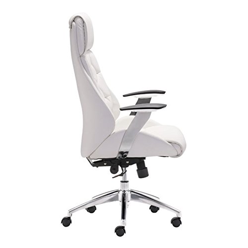 MAKLAINE Modern Faux Leather 49''H x 28.7''W x 29''D White Office Chair