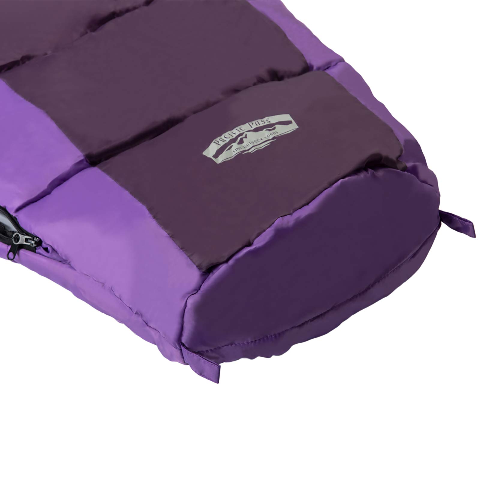Pacific Pass 30F Synthetic Mummy Sleeping Bag with Compression Stuff Sack - Kids Size - Purple